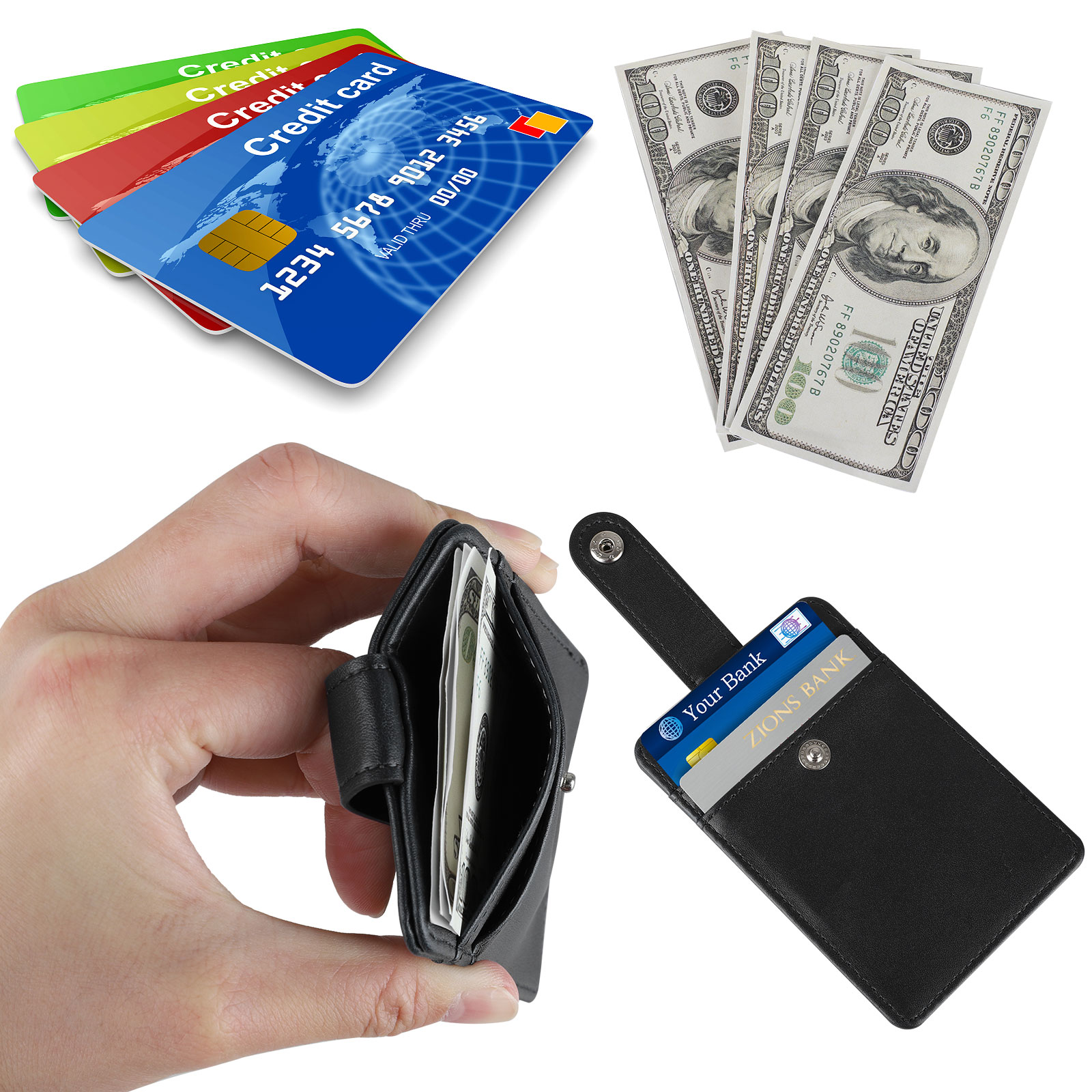 ID Badge Card Holder Vertical Clip Neck Strap Lanyard Necklace Case PU ...