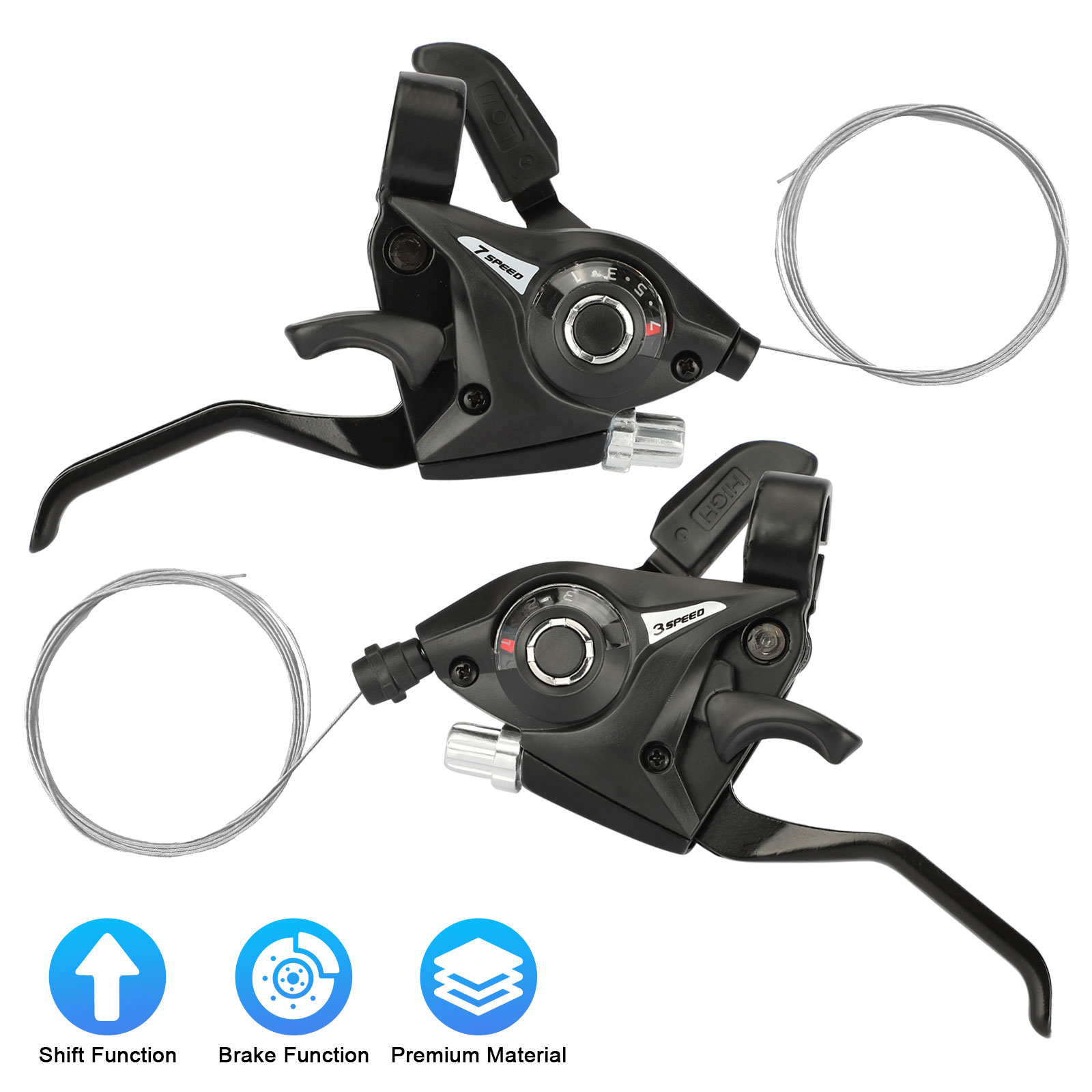 2Pcs 3x7 MTB Bike 21 Speed Shifter Mountain Road Bicycle Brake Shift ...